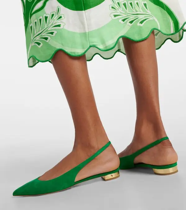 AQUAZZURA Purist Suede Slingback Flats
