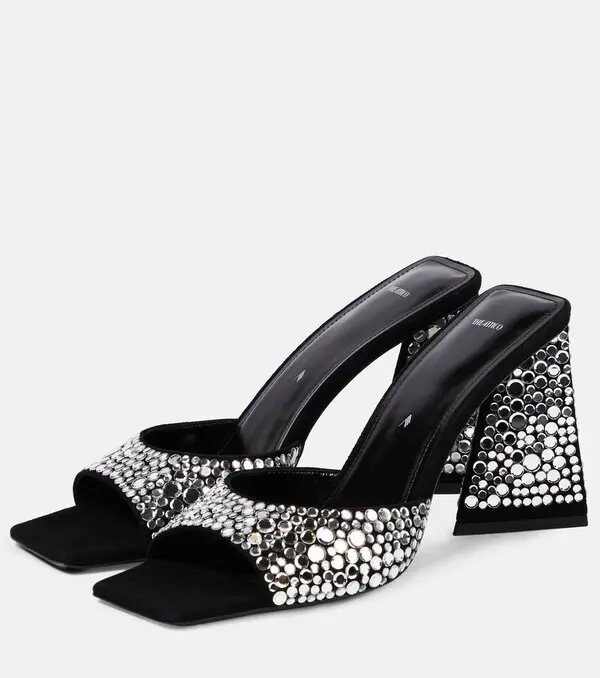 Attico Mini Devon 85 Embellished Mules - Silver