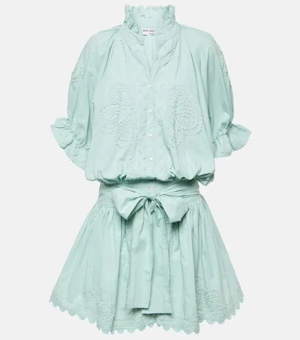 JULIET DUNN Embroidered Cotton Poplin Shirt Dress