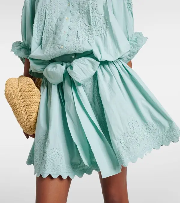 JULIET DUNN Embroidered Cotton Poplin Shirt Dress