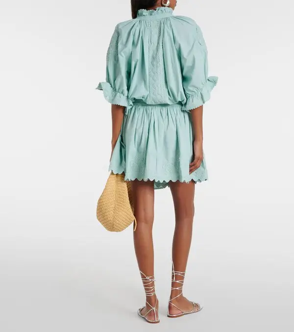 JULIET DUNN Embroidered Cotton Poplin Shirt Dress