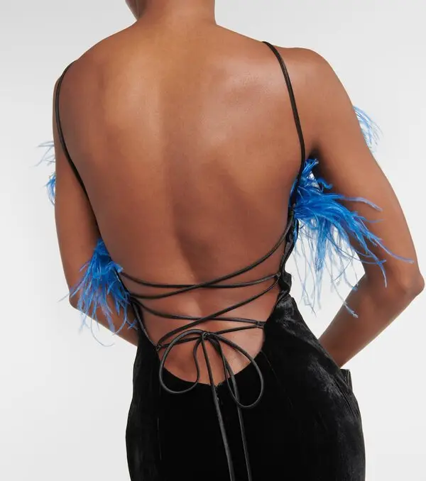 RASARIO Feather-trimmed Gown