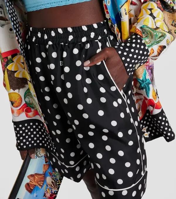 Dolce & Gabbana Capri Polka-dot Silk Satin Shorts