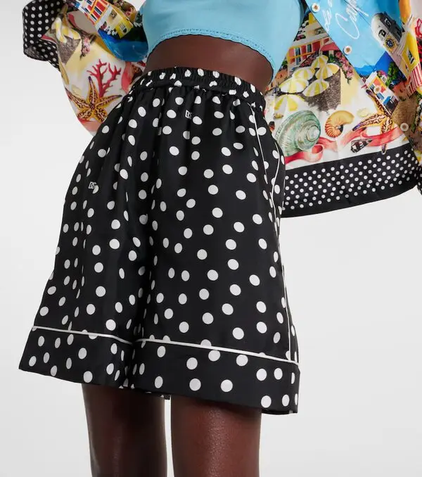 Dolce & Gabbana Capri Polka-dot Silk Satin Shorts