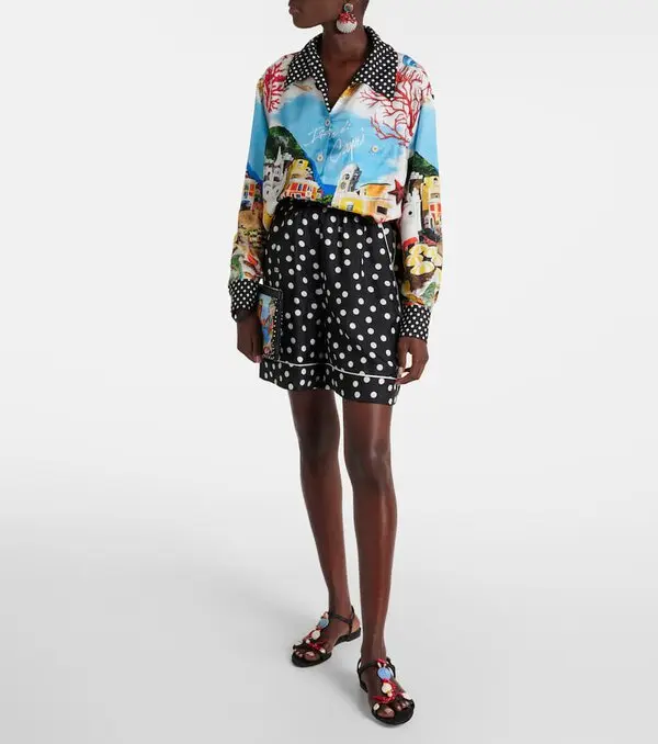 Dolce & Gabbana Capri Polka-dot Silk Satin Shorts