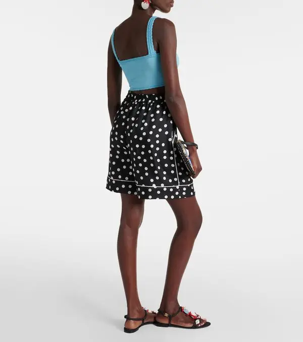 Dolce & Gabbana Capri Polka-dot Silk Satin Shorts