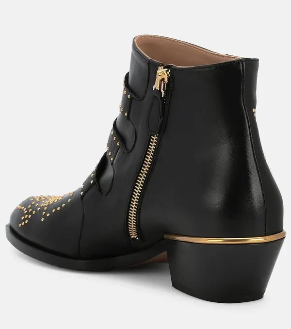 Chloé Susanna Studded Leather Ankle Boots - Black