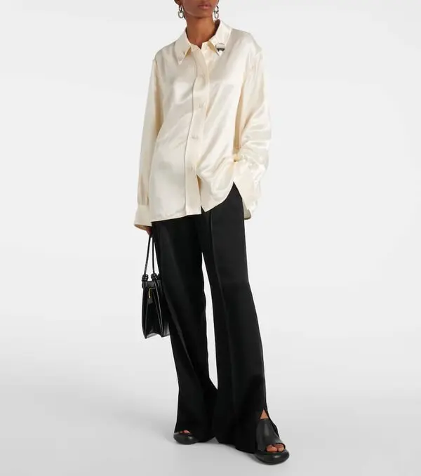 JIL SANDER Satin Wide-leg Trousers - Black