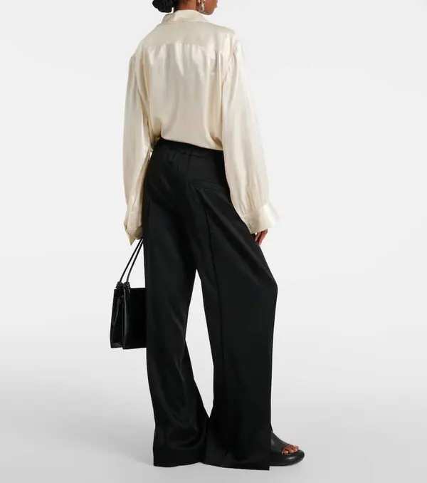 JIL SANDER Satin Wide-leg Trousers - Black