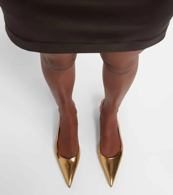 Dolce & Gabbana Metallic Patent Leather Slingback Pumps - Gold