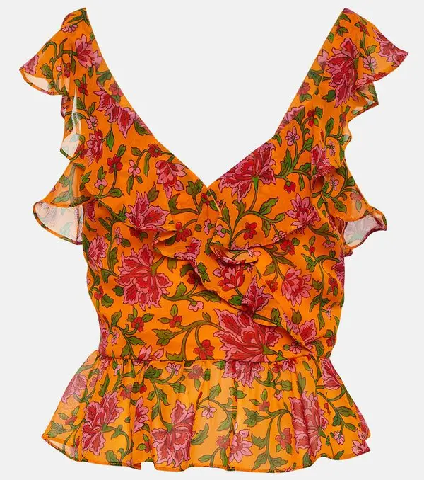 Veronica Beard Floral Silk Top
