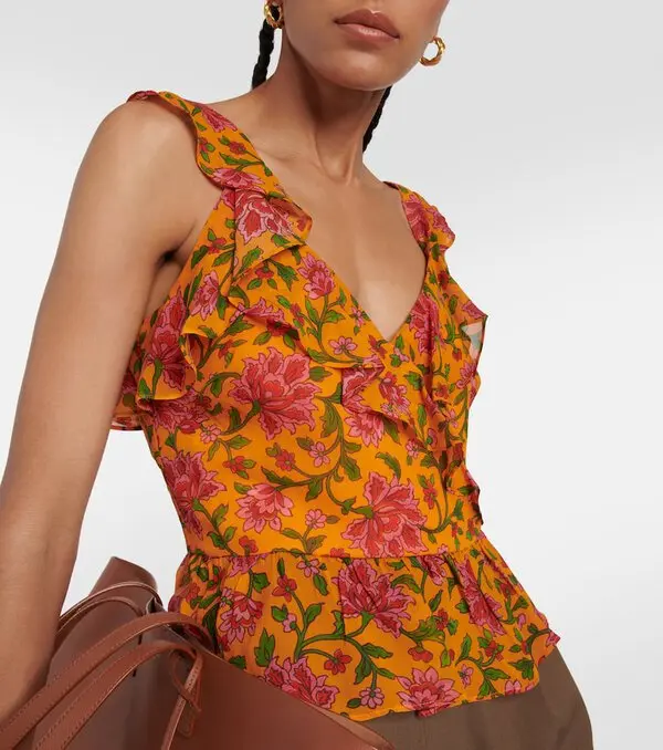 Veronica Beard Floral Silk Top