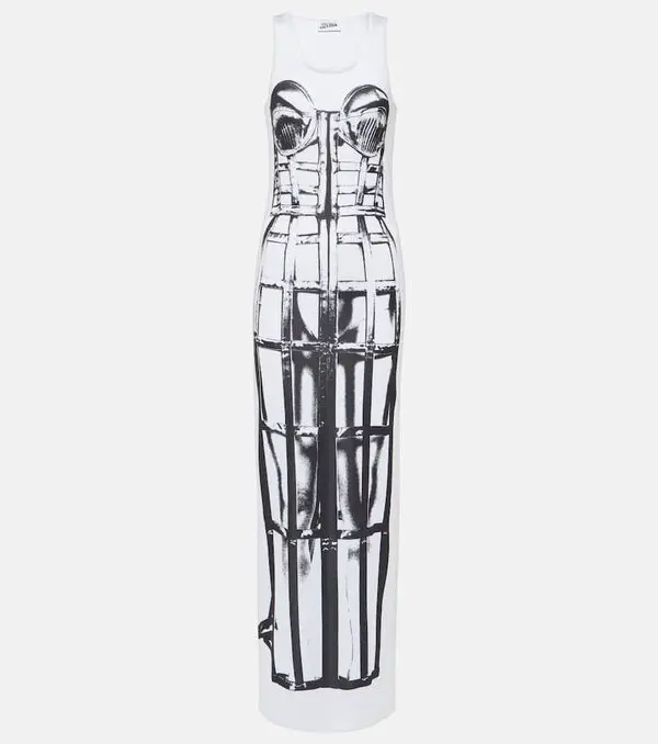 JEAN PAUL GAULTIER Trompe L'oeil Maxi Dress - White