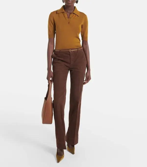 Saint Laurent Cassandre Extra-slim Leather Belt - Brown