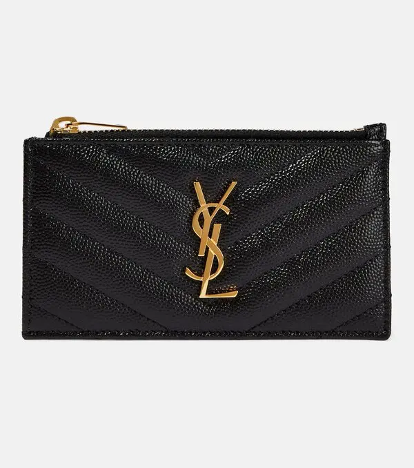 Saint Laurent Monogram Zipped Leather Wallet - Black
