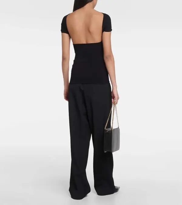 TOTEME Cutout Ribbed-knit Top