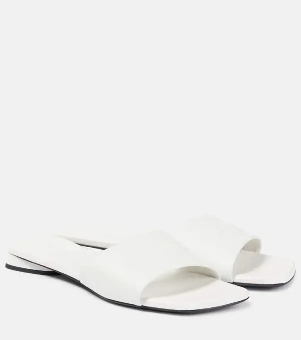 Balenciaga Duty Free Leather Slides - White