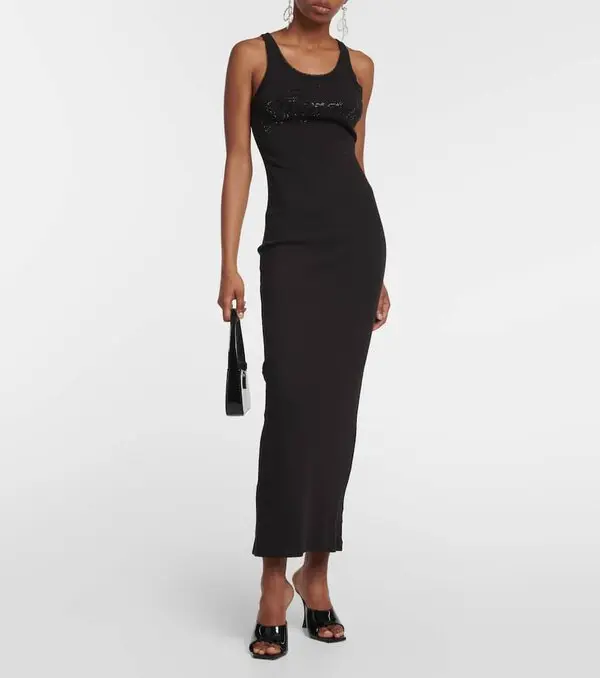 Blumarine Logo Cotton-blend Maxi Dress