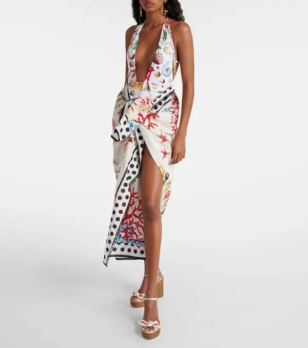 Dolce & Gabbana Capri Printed Halterneck Swimsuit