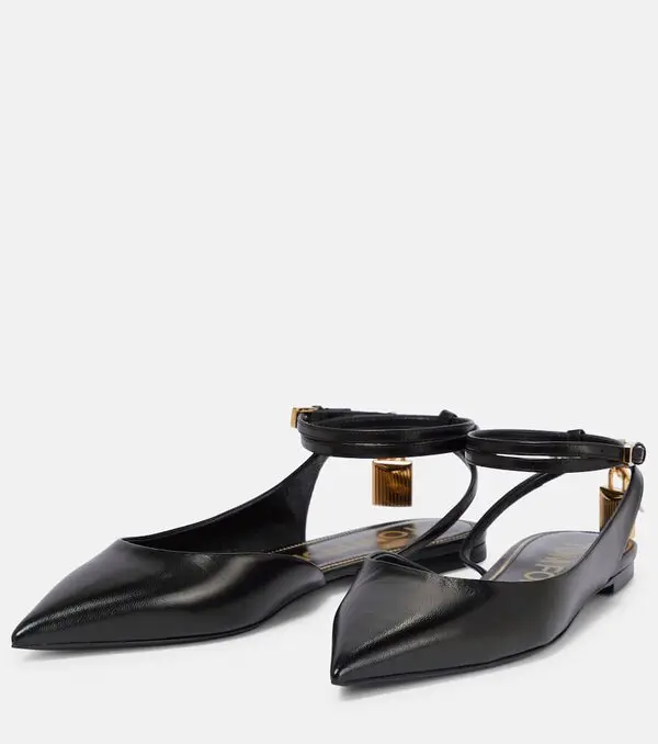 TOM FORD Padlock Leather Slingback Flats