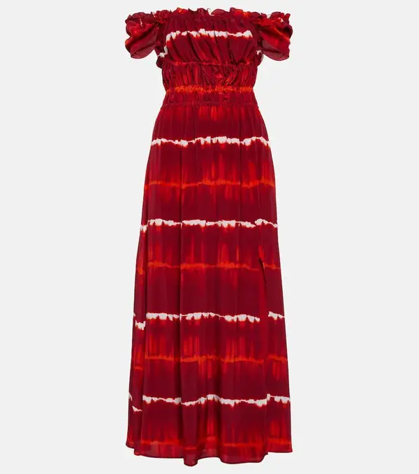 Altuzarra Printed Off-shoulder Silk Midi Dress