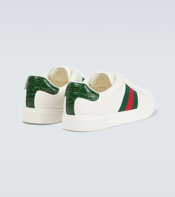 Gucci Ace Web Stripe Leather Sneakers - Multicoloured