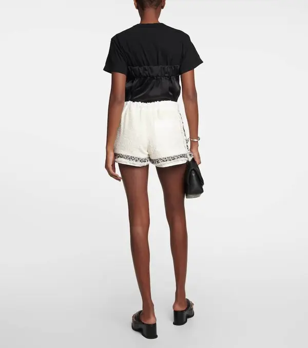 Sacai Drawstring Tweed Shorts - White