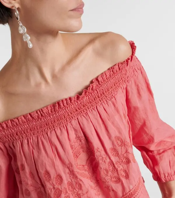 Isabel Marant Erine Embroidered Off-shoulder Top