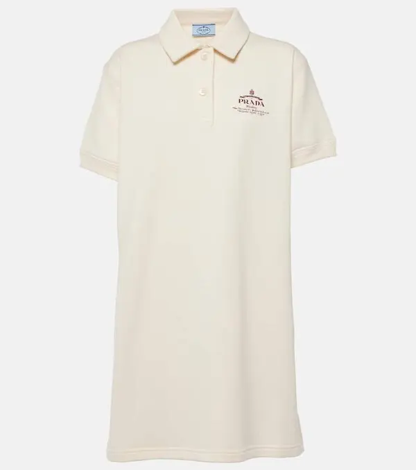 Prada Logo Cotton Fleece Polo Dress