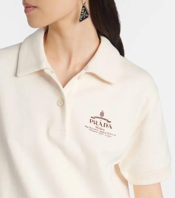 Prada Logo Cotton Fleece Polo Dress