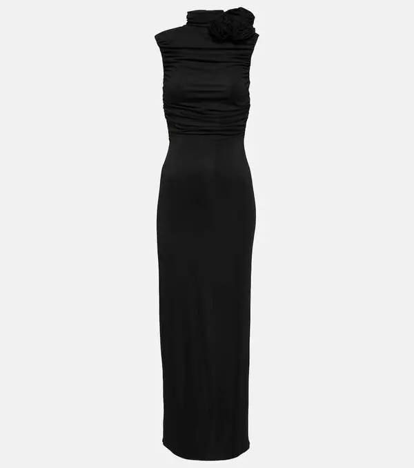 Magda Butrym Floral-applique Ruched Maxi Dress