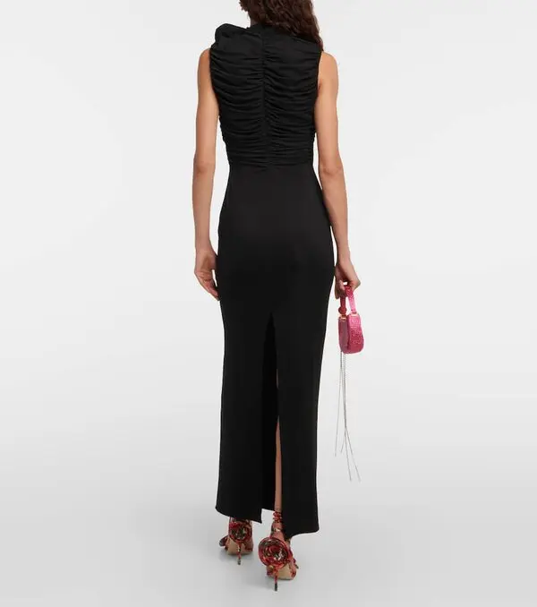 Magda Butrym Floral-applique Ruched Maxi Dress