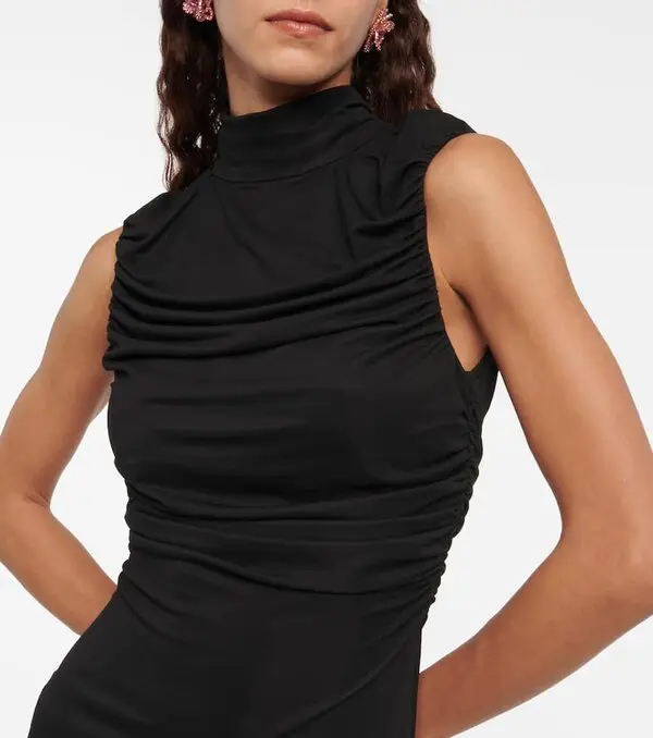 Magda Butrym Floral-applique Ruched Maxi Dress