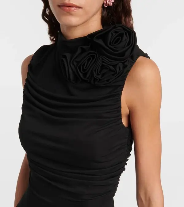 Magda Butrym Floral-applique Ruched Maxi Dress