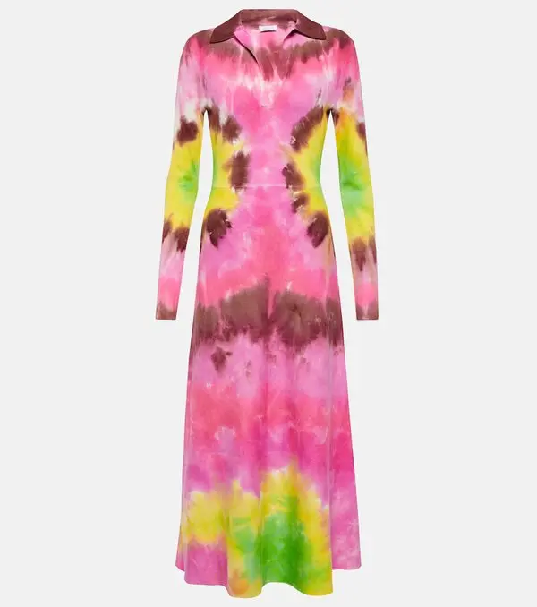 Gabriela Hearst Tie-dye Cashmere And Silk Midi Dress - Multicoloured