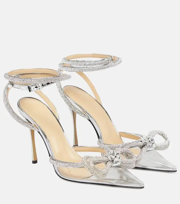 Mach & Mach Double Bow Embellished Pumps - Silver