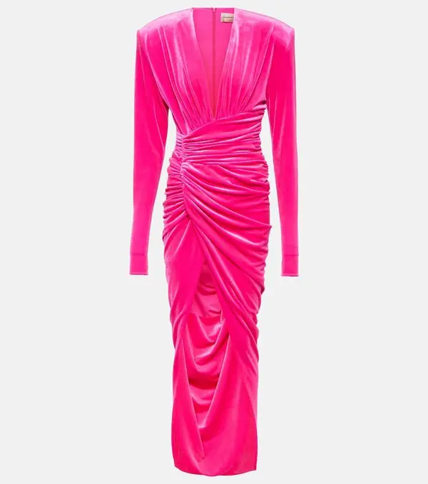 Alexandre Vauthier Velvet Draped Midi Dress