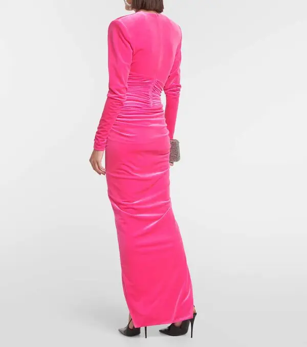 Alexandre Vauthier Velvet Draped Midi Dress