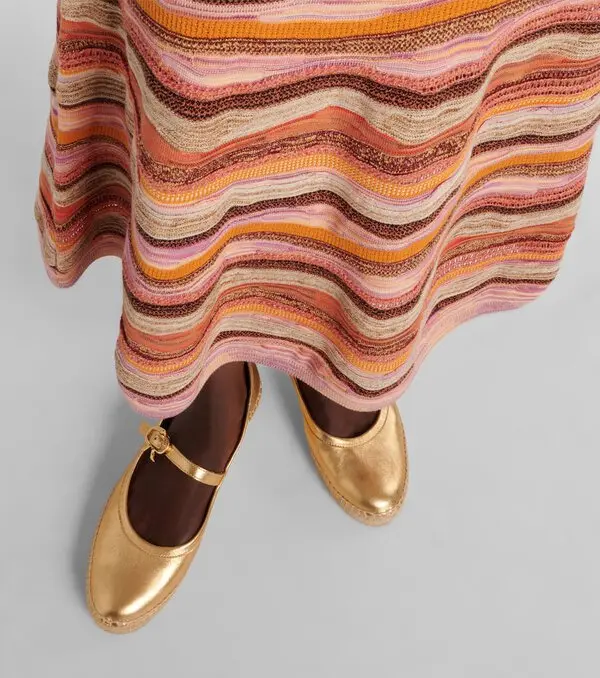 GIANVITO ROSSI Elda Metallic Leather Espadrilles - Gold
