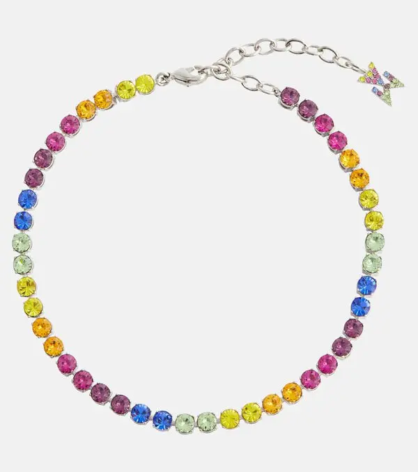 Amina Muaddi Tennis Embellished Anklet - Multicoloured