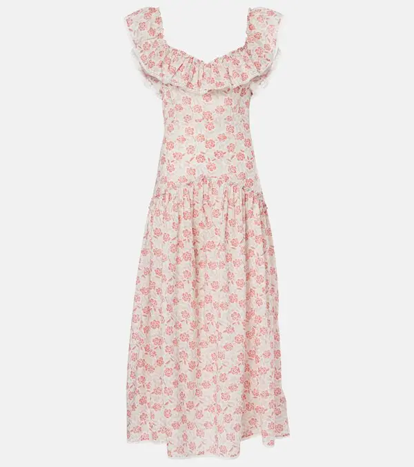 Rixo Eugene Floral Cotton Midi Dress