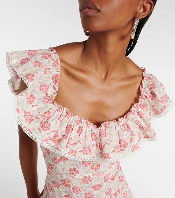 Rixo Eugene Floral Cotton Midi Dress