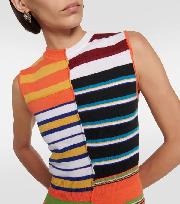 Marni Striped Wool Midi Dress