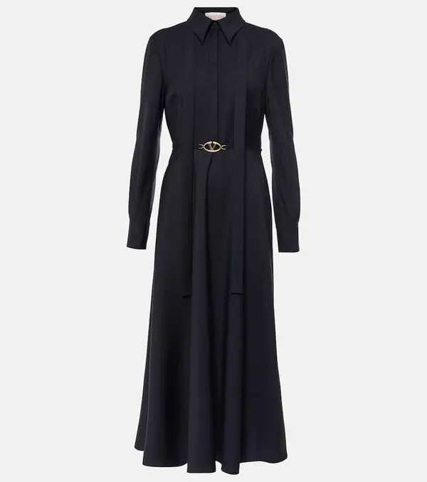 Valentino Garavani Belted Wool-blend Midi Dress