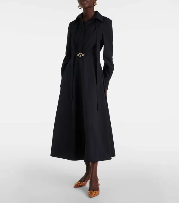 Valentino Garavani Belted Wool-blend Midi Dress
