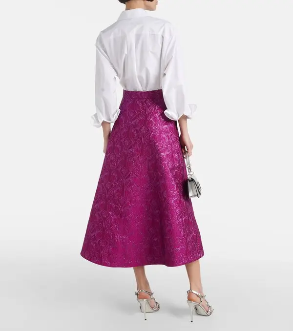 Valentino Garavani Floral Brocade Midi Skirt