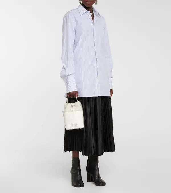 MAISON MARGIELA 5ac Leather Bucket Bag - White