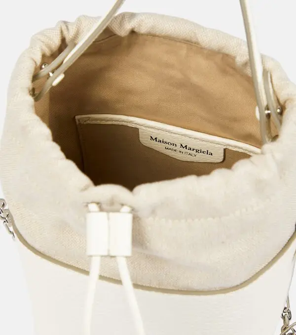 MAISON MARGIELA 5ac Leather Bucket Bag - White