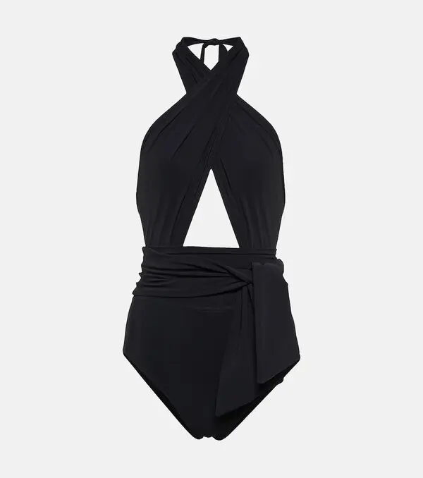 KARLA COLLETTO Cutout Halterneck Swimsuit - Black