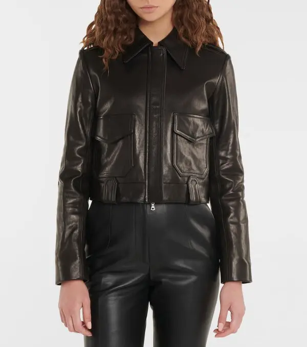 Khaite Cordelia Cropped Leather Jacket